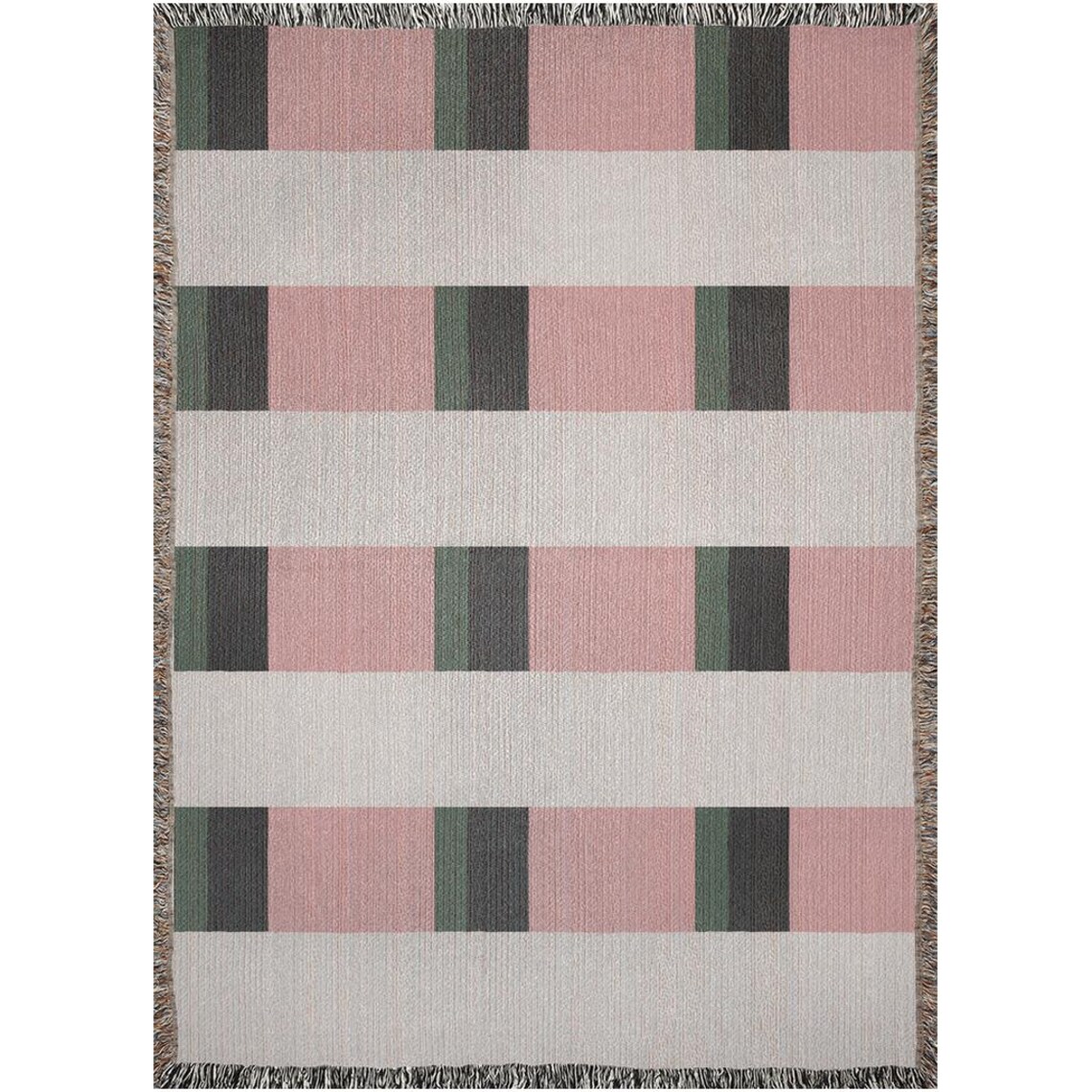 Modern Pink Green and White Stripes Woven Cotton Throw Blankets - Etsy