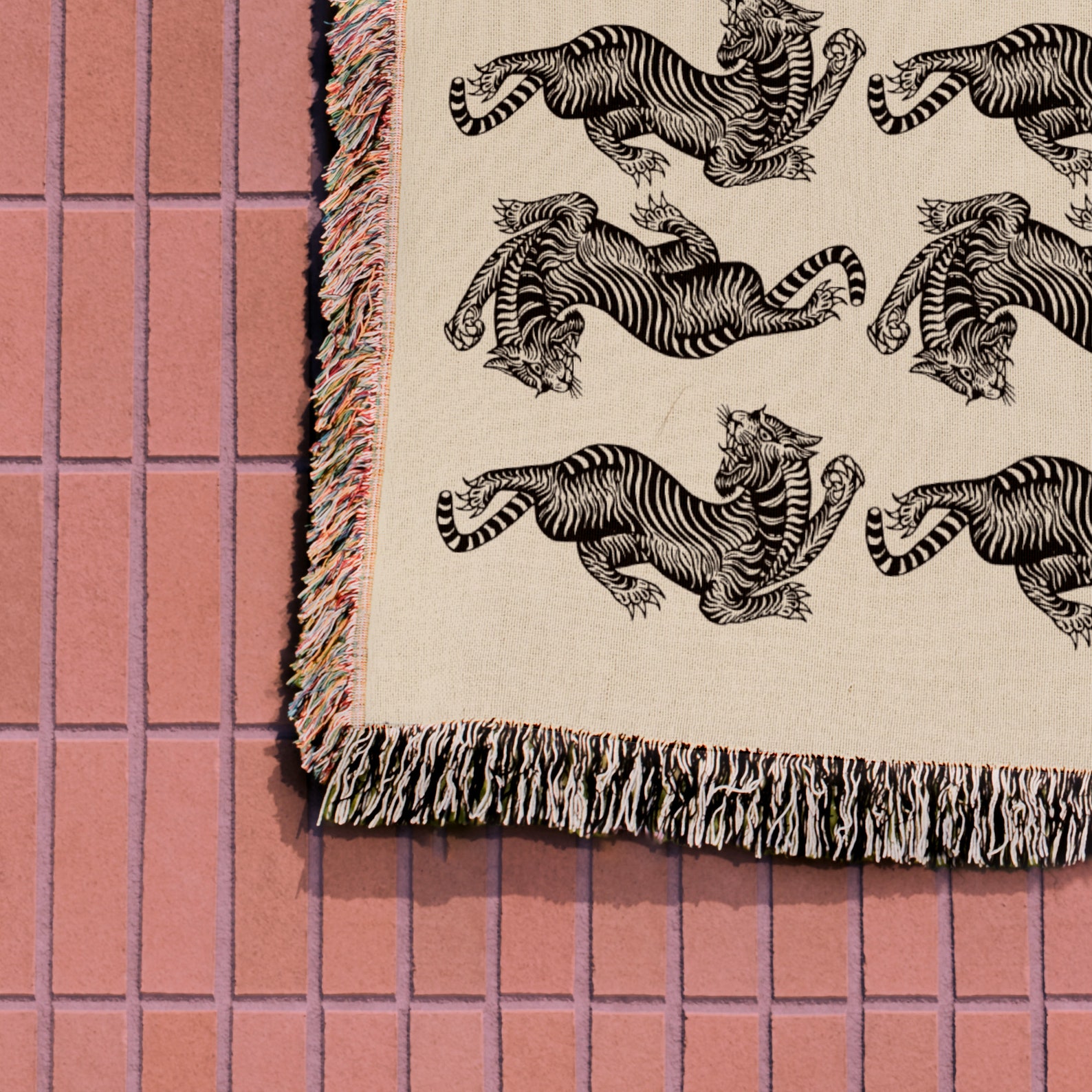 Beige and Black Vintage Tiger Woven Blankets - Etsy