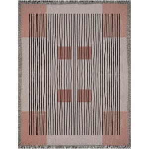 Linear Abstract Woven Cotton Blanket in Terracotta and Black - Etsy