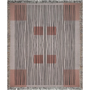 Linear Abstract Woven Cotton Blanket in Terracotta and Black - Etsy