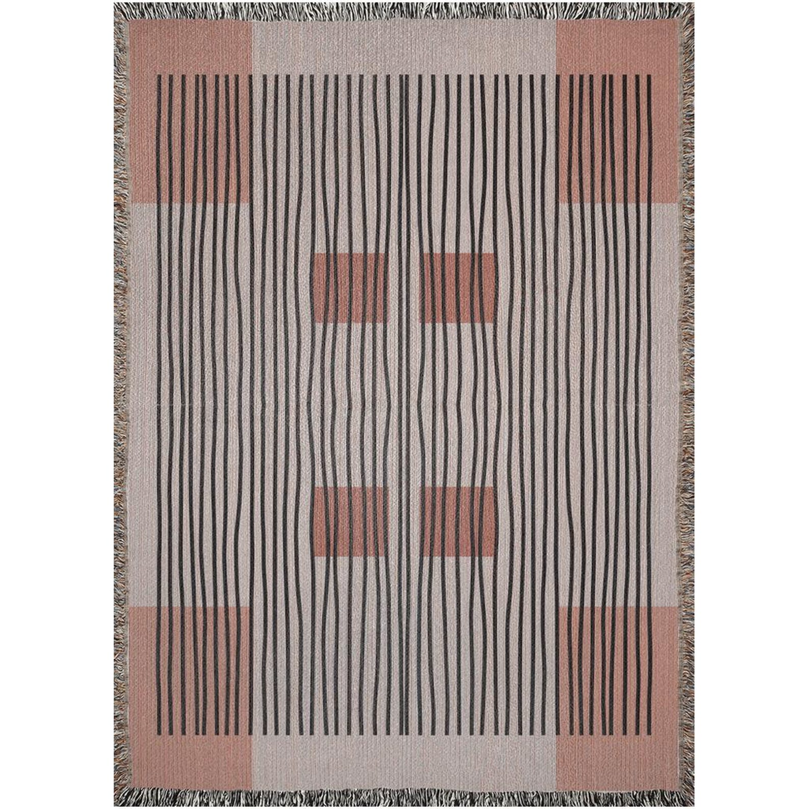 Linear Abstract Woven Cotton Blanket in Terracotta and Black - Etsy