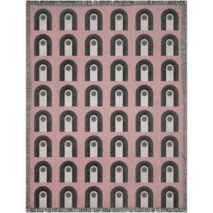 Pink and Black Brutalist Arches Woven Blanket - Etsy