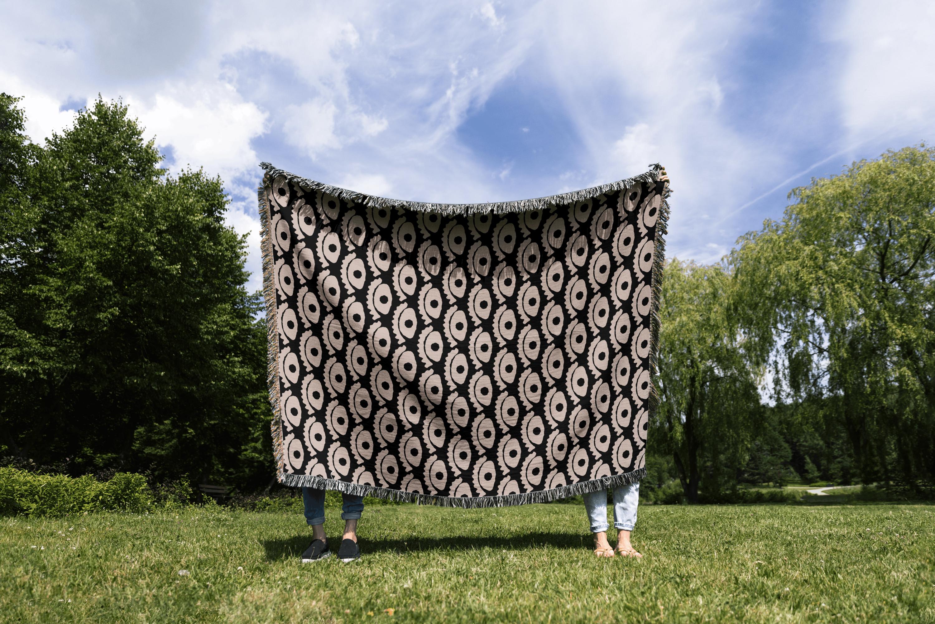 All-seeing Eye Woven Cotton Blanket in Black and Beige - Etsy