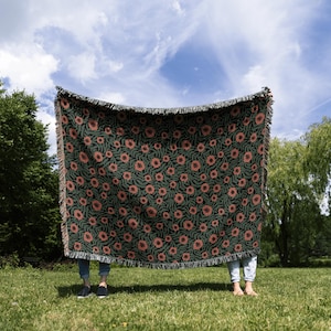 Dark Wildflower Meadow Woven Throw Blanket - Etsy