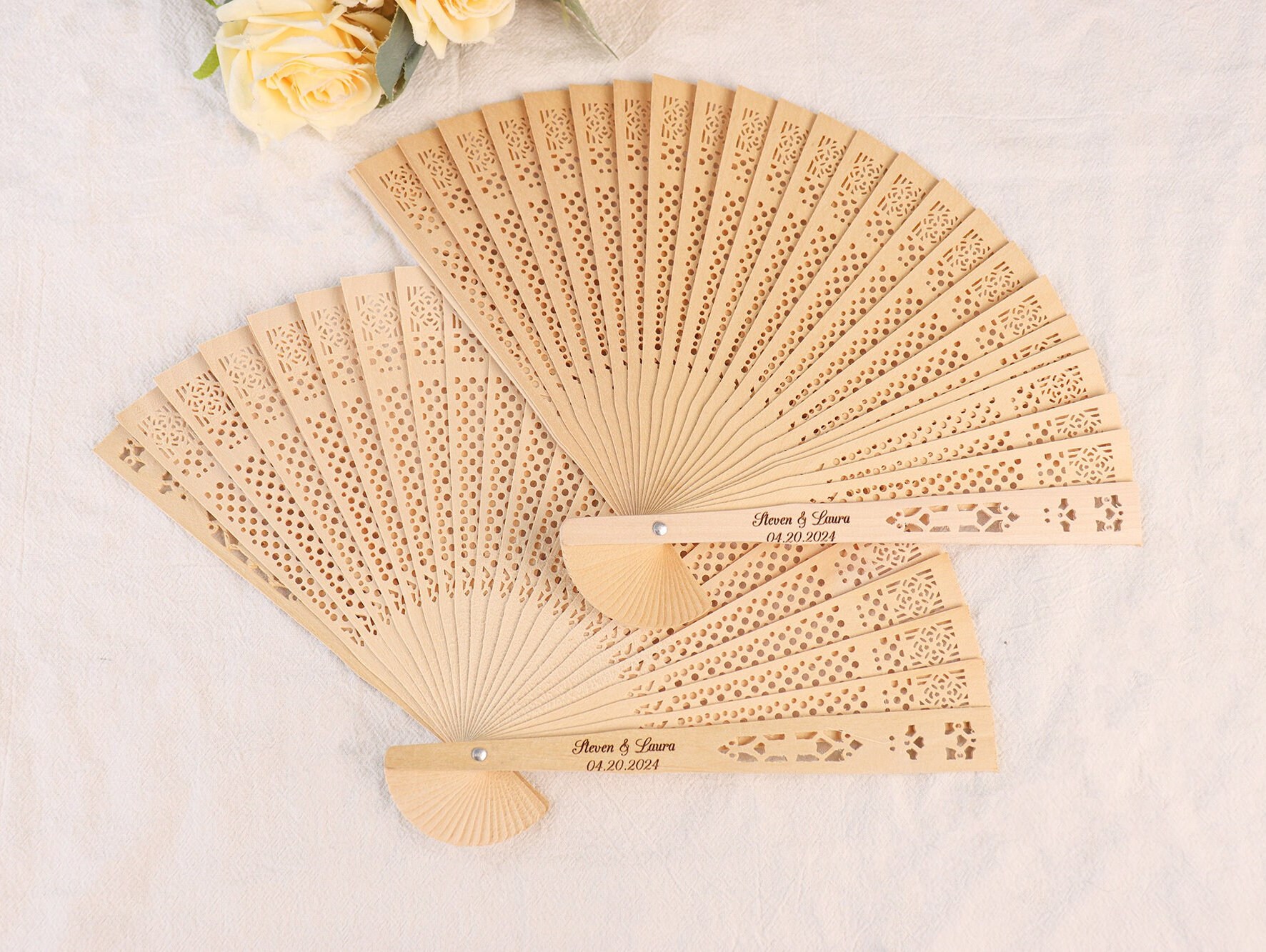 Bulk Personalized Hand Fan Wedding Favors for Guests, Wooden Fans ...
