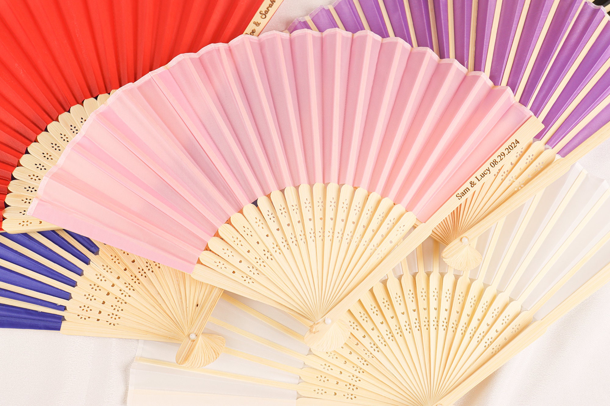 Personalized Custom Frabic Fans Bulk Wedding Party Favors Gifts for ...