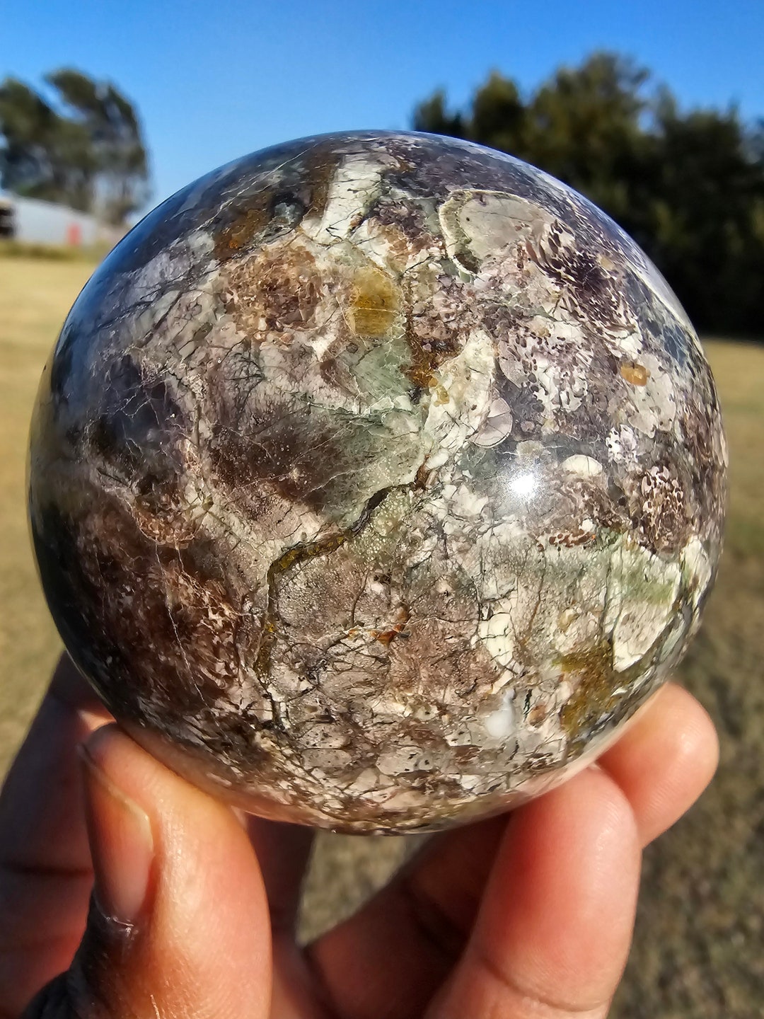 Green Sakura Flower Agate Sphere (76.3 Mm) - Etsy