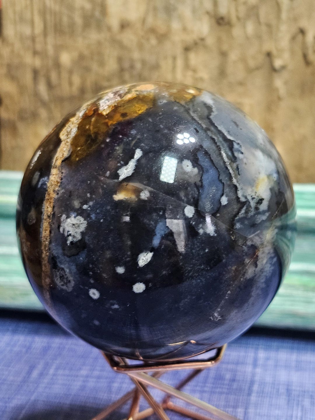 Deep Blue "starry Sky" Agate and Quartz Sphere With Druzy (65mm) - Etsy