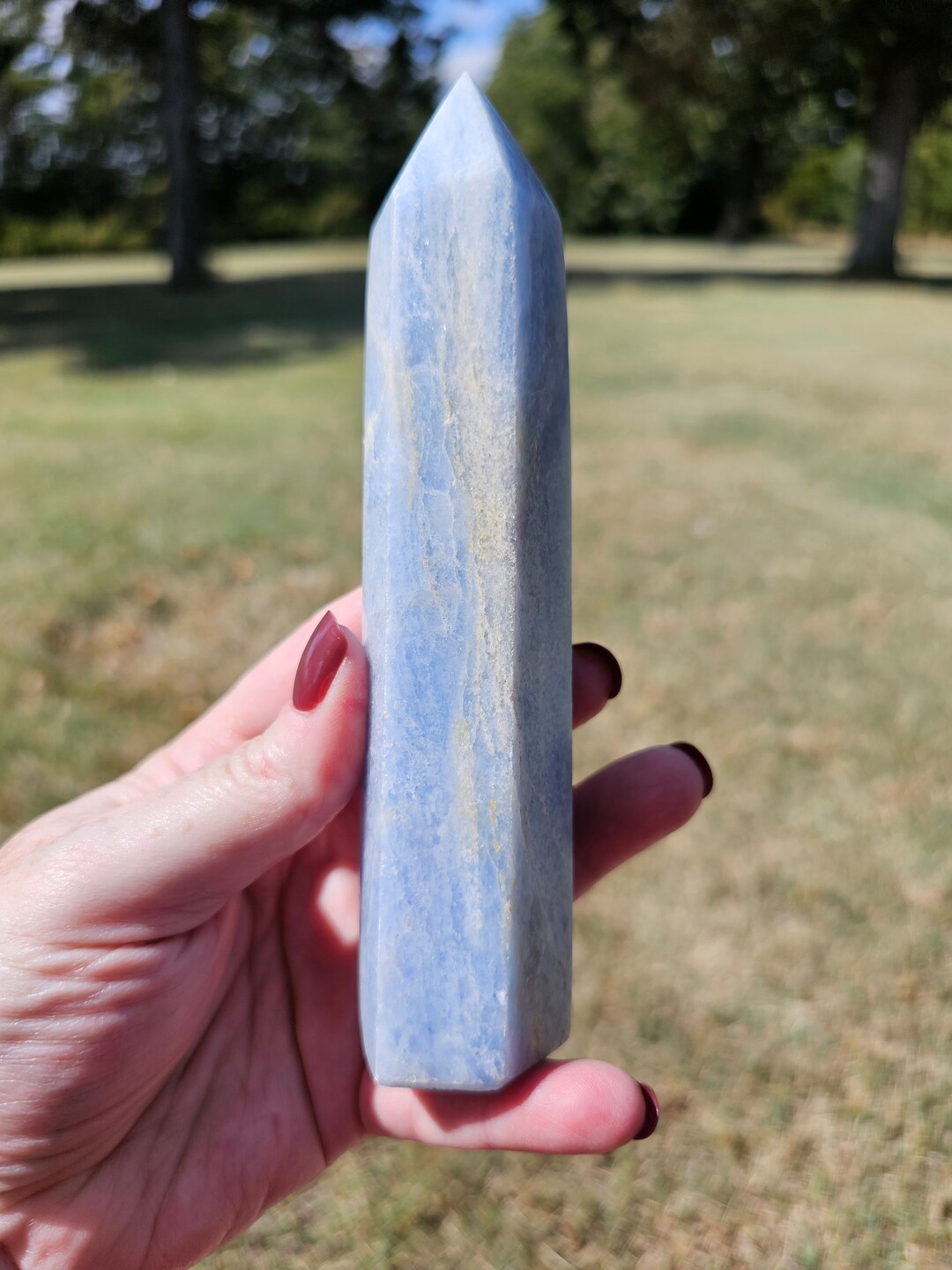Blue Calcite Tower 6.75 Inches Tall - Etsy