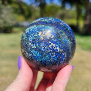 Azurite, Malachite, and Chrysocolla Sphere 66.4mm, Has One Small Druzy ...