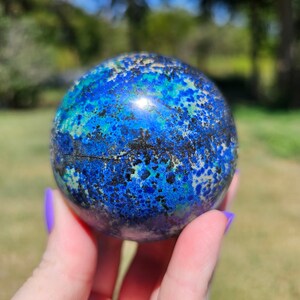Azurite, Malachite, and Chrysocolla Sphere 66.4mm, Has One Small Druzy ...
