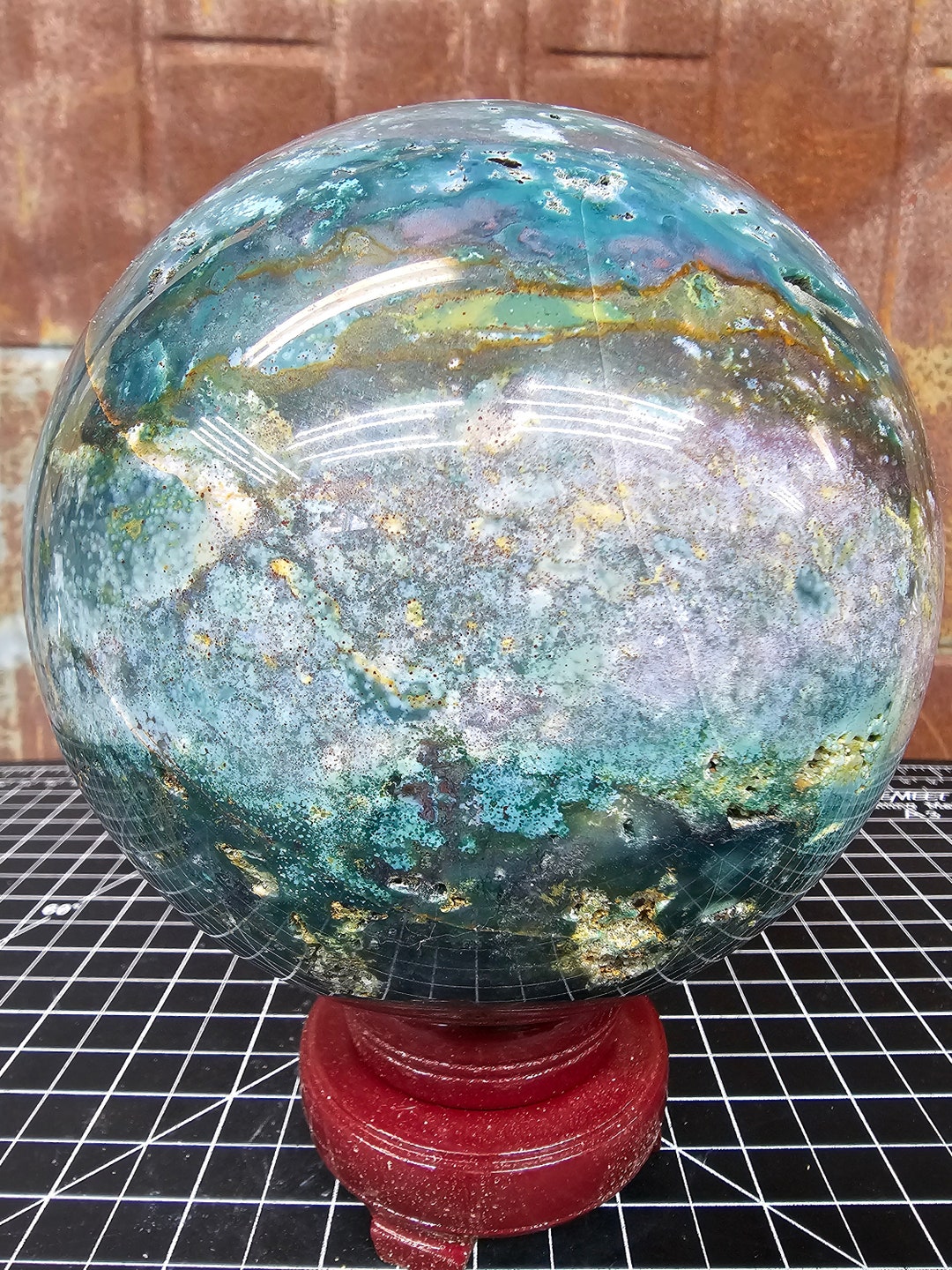 Ocean Jasper Sphere and Holder - Etsy