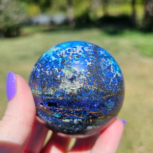 Azurite, Malachite, and Chrysocolla Sphere 66.4mm, Has One Small Druzy ...