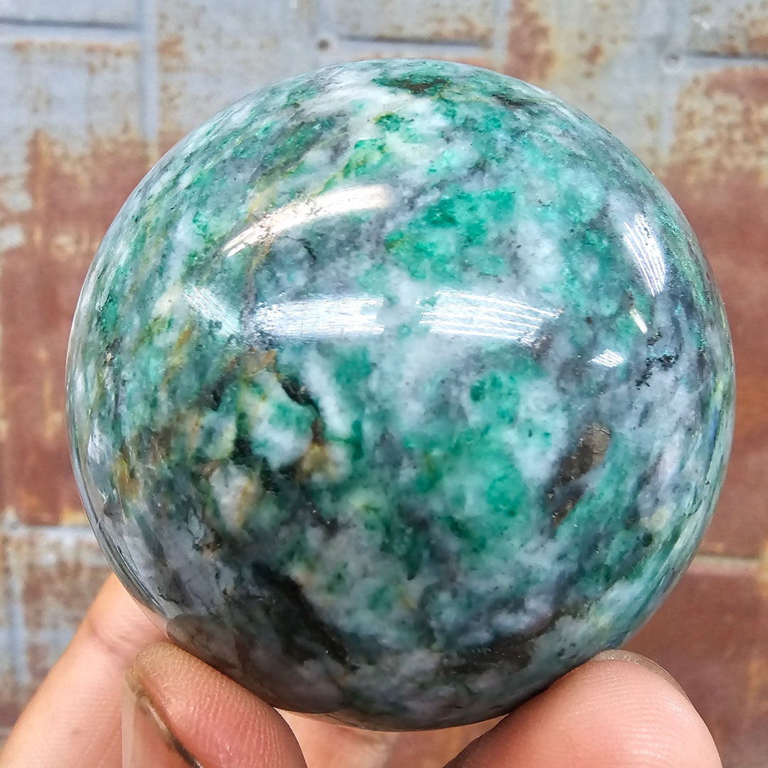 Emerald Jasper Sphere With Quartz and Pyrite - Etsy