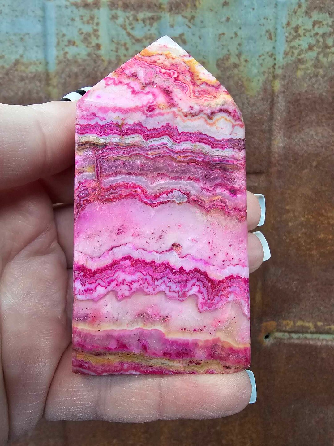 Pink Banded Calcite Tower LAST ONE Dye Added - Etsy