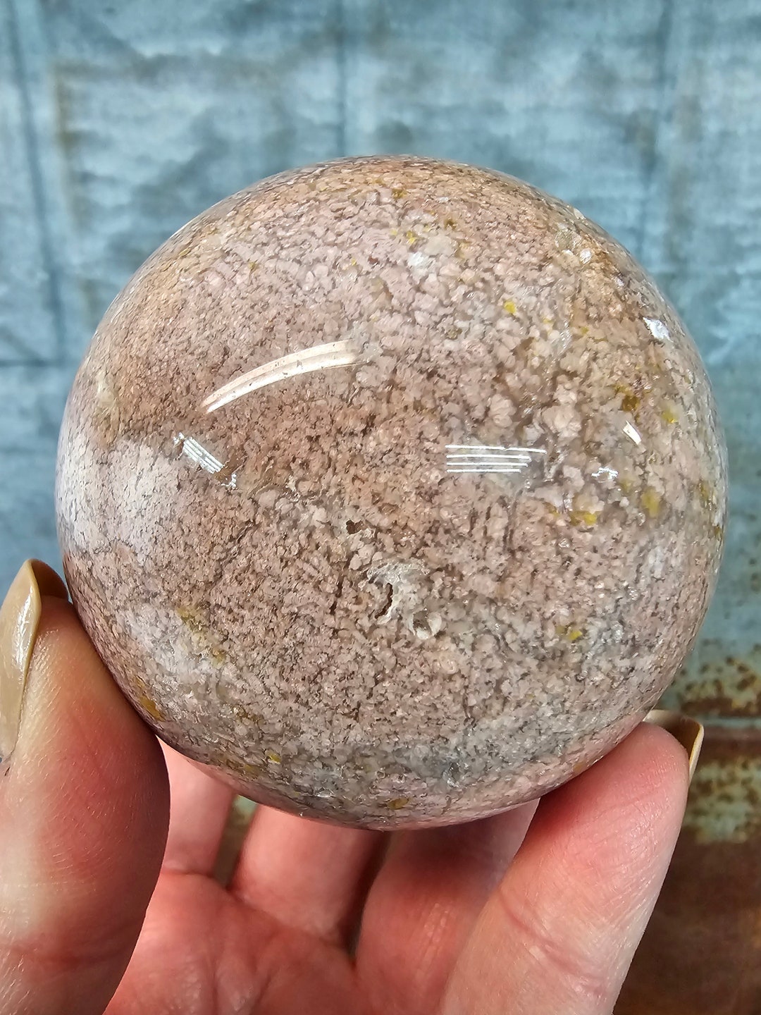 Pink Moss Agate Sphere - Etsy