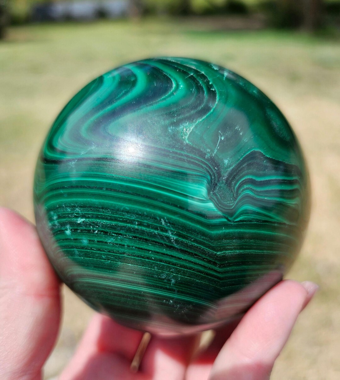High Quality Large Malachite Sphere (completely Smooth, Except for One ...