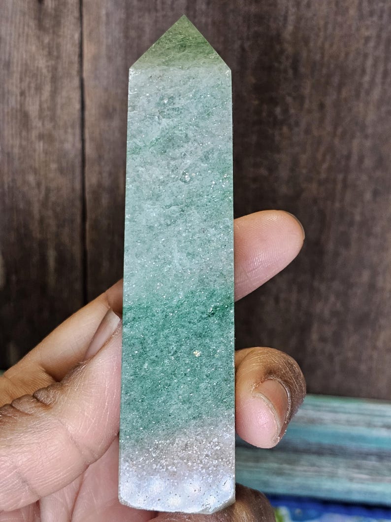 Green Strawberry and Quartz Tower (4.75") - Etsy