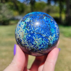 Azurite, Malachite, and Chrysocolla Sphere 66.4mm, Has One Small Druzy ...