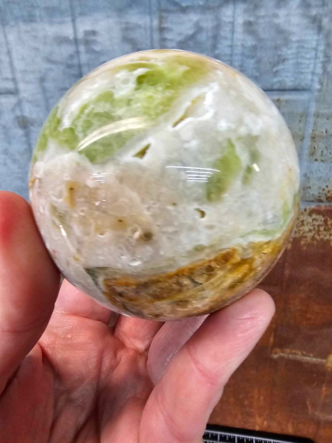 Amber Calcite With Green Quartz Sphere - Etsy