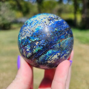 Azurite, Malachite, and Chrysocolla Sphere 66.4mm, Has One Small Druzy ...