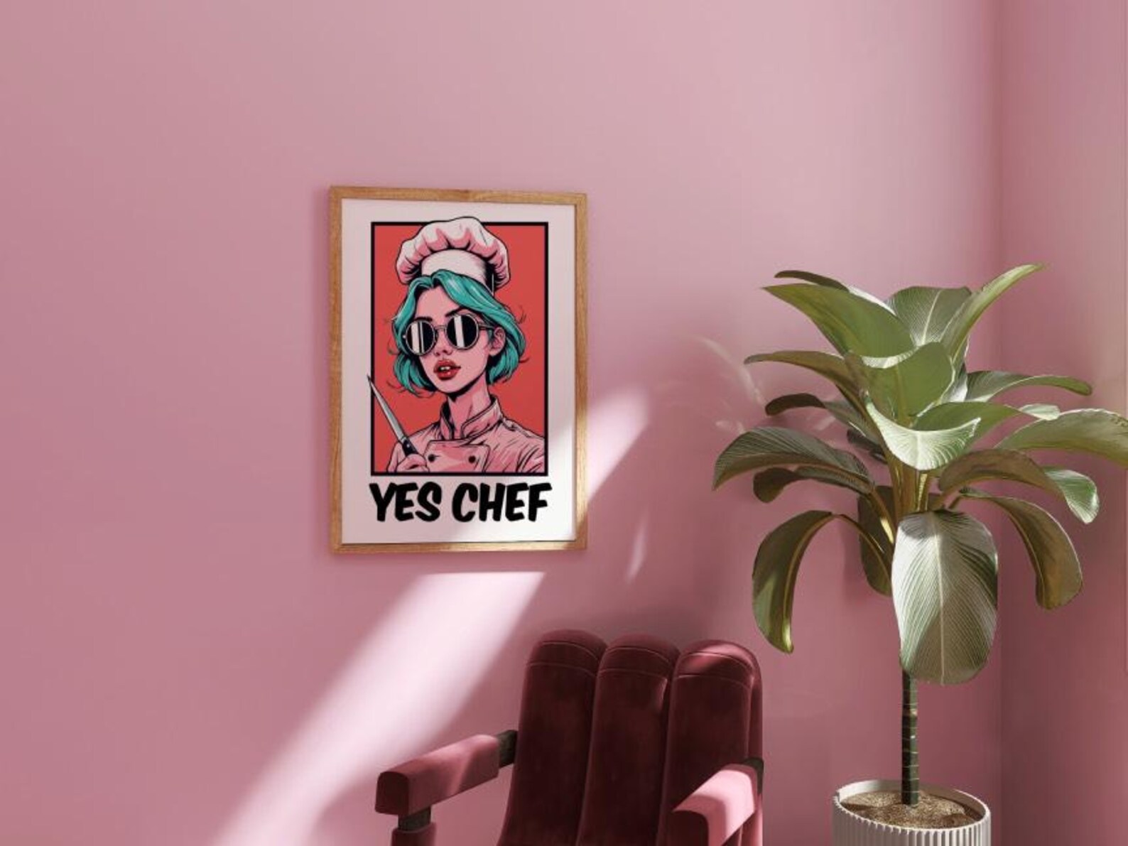 Yes Chef Digital Wall Art | Cool Retro Kitchen | Funny Kitchen Wall ...