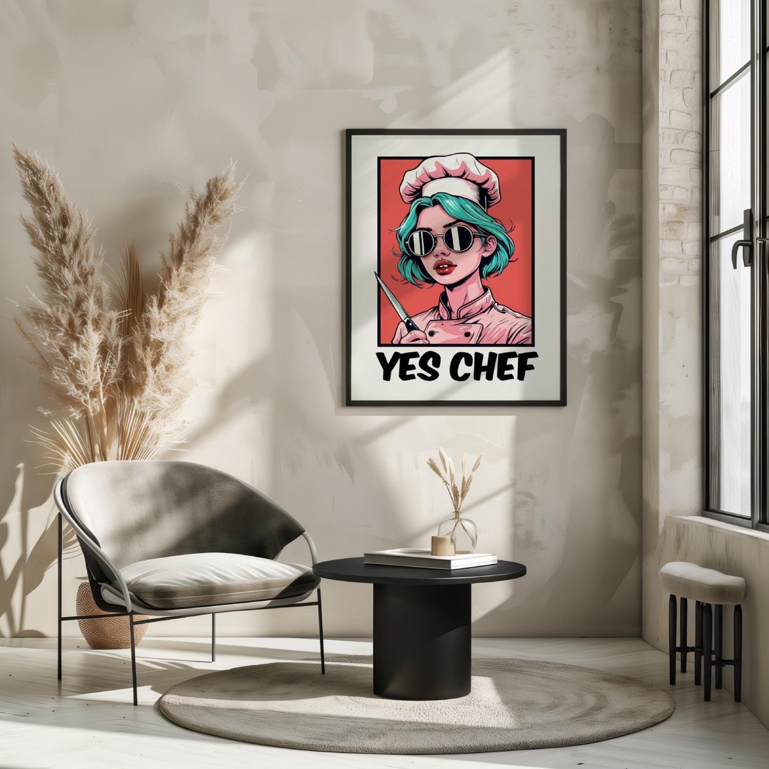 Yes Chef Digital Wall Art | Cool Retro Kitchen | Funny Kitchen Wall ...
