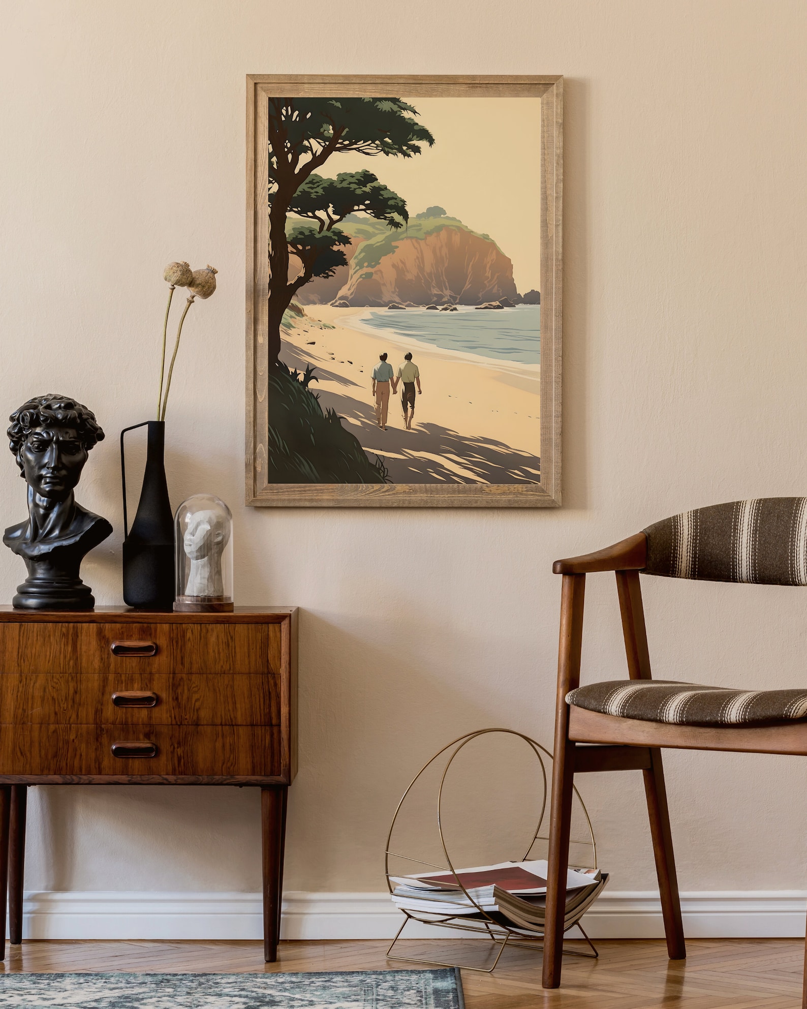 Vintage Gay Beach Couple LGBTQ Art Print, Printable Wall Art, Wall ...