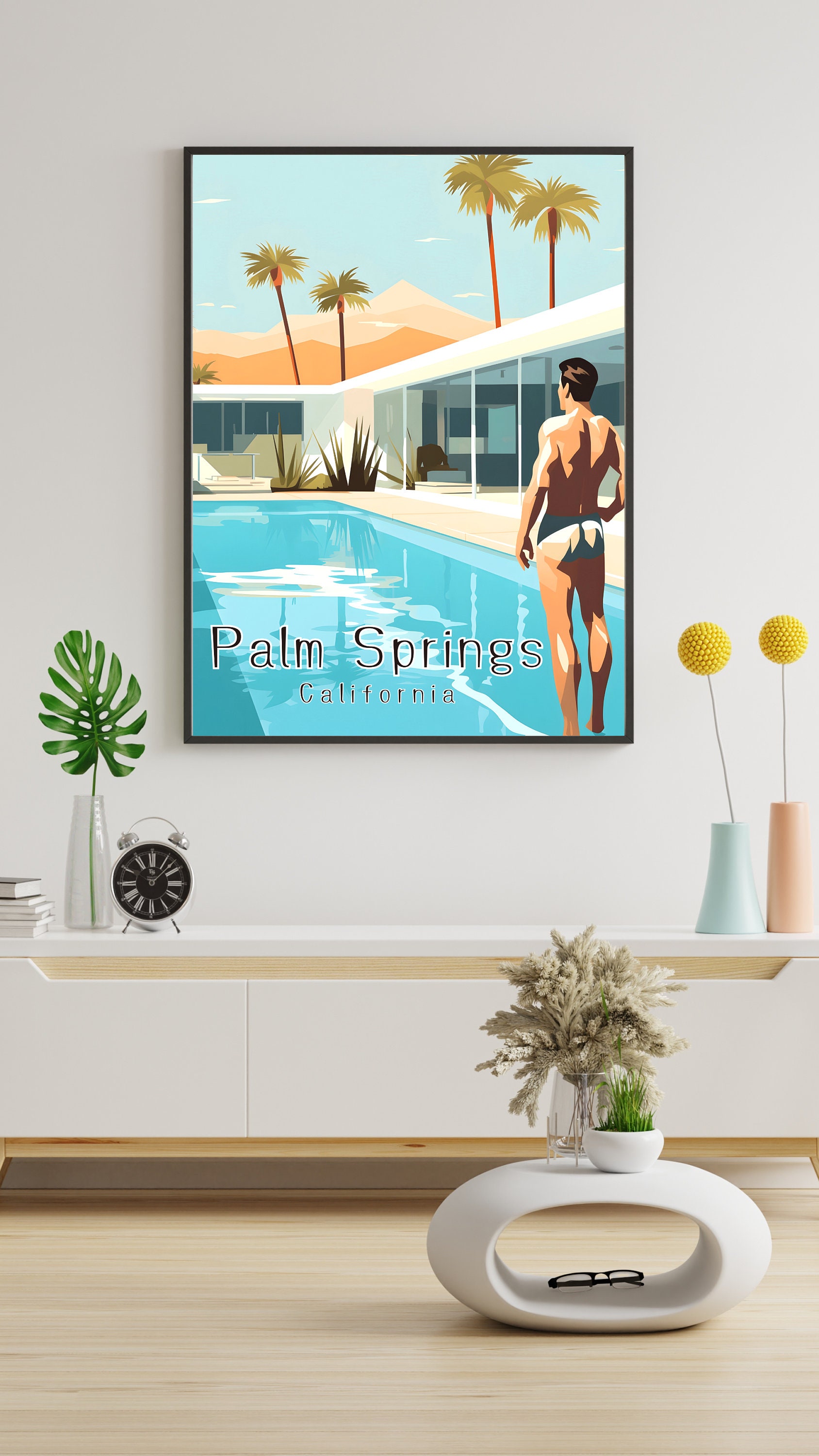 Palm Springs Vintage Style Gay Wall Art, LGBTQ, Art Print, Printable ...