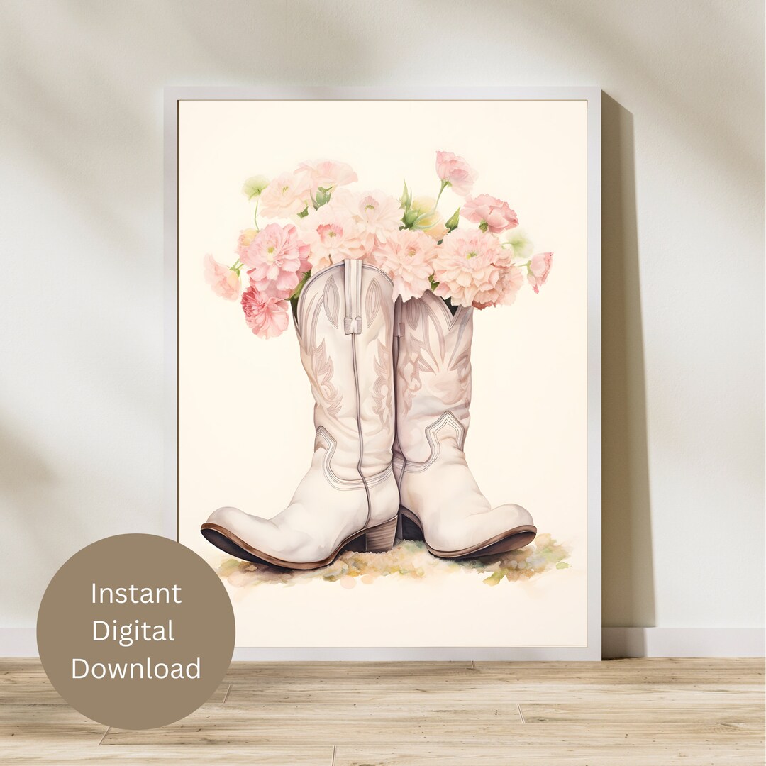 Coastal Cowgirl Bouquet Watercolor Wall Art, Art Print, Printable Wall ...