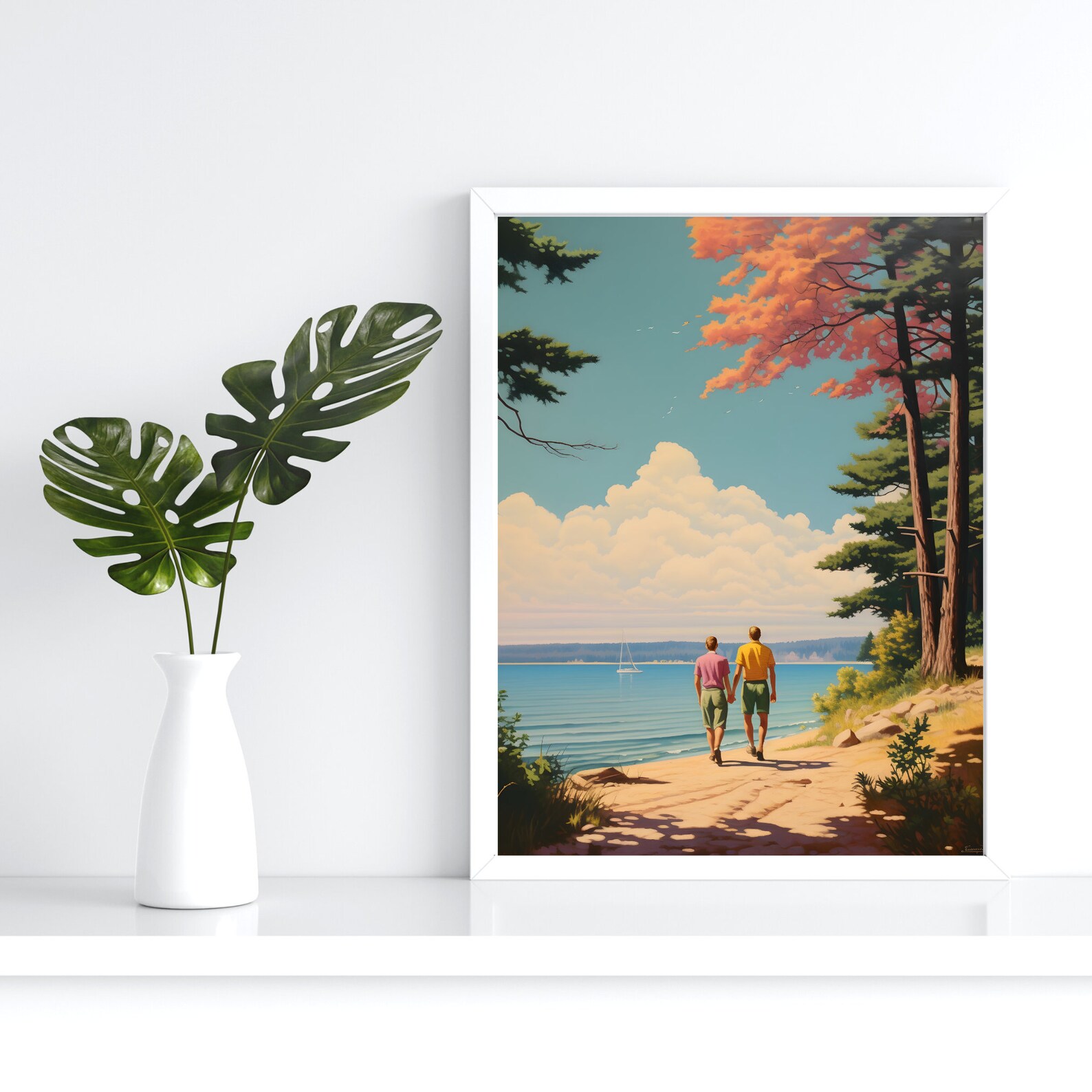 Vintage Gay Beach Couple, LGBTQ, Art Print, Printable Wall Art, Wall ...