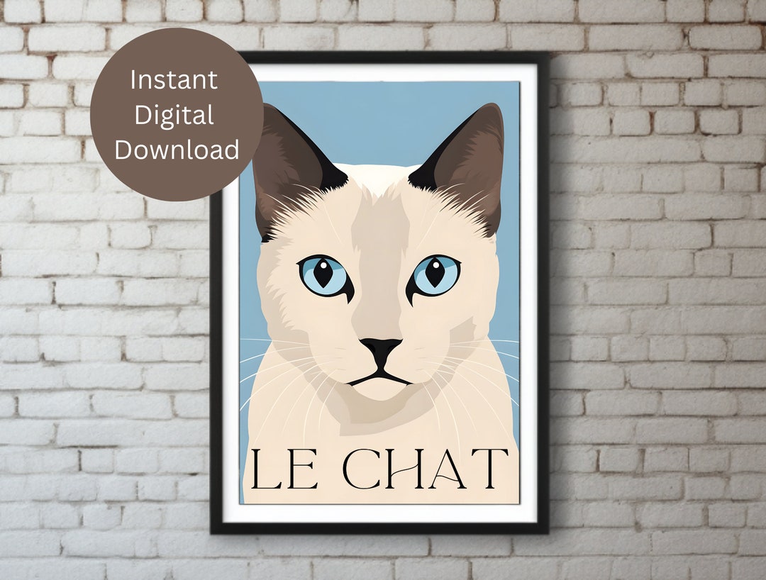 Le Chat French Pop Art, Art Print, Printable Wall Art, Wall Decor ...