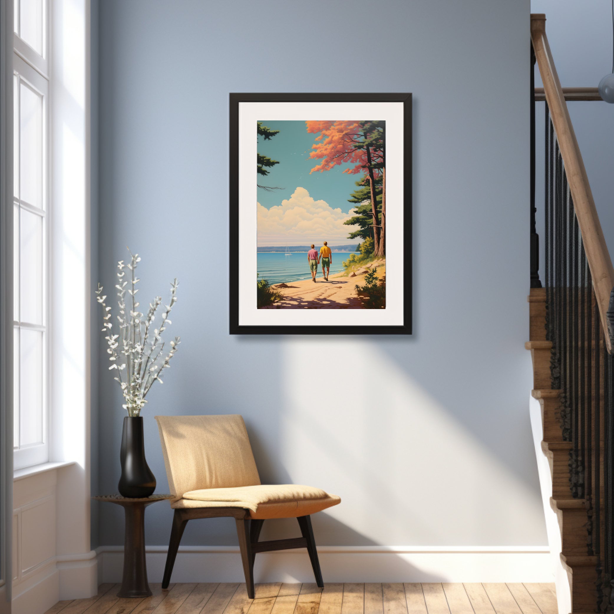 Vintage Gay Beach Couple, LGBTQ, Art Print, Printable Wall Art, Wall ...