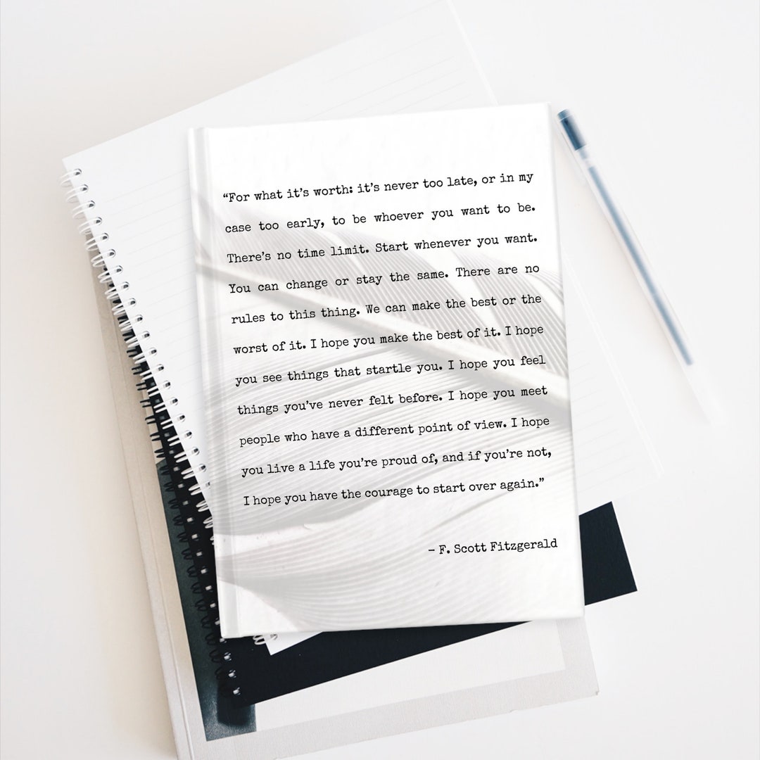 F. Scott Fitzgerald for What It's Worth Quote Journal Notebook - Etsy