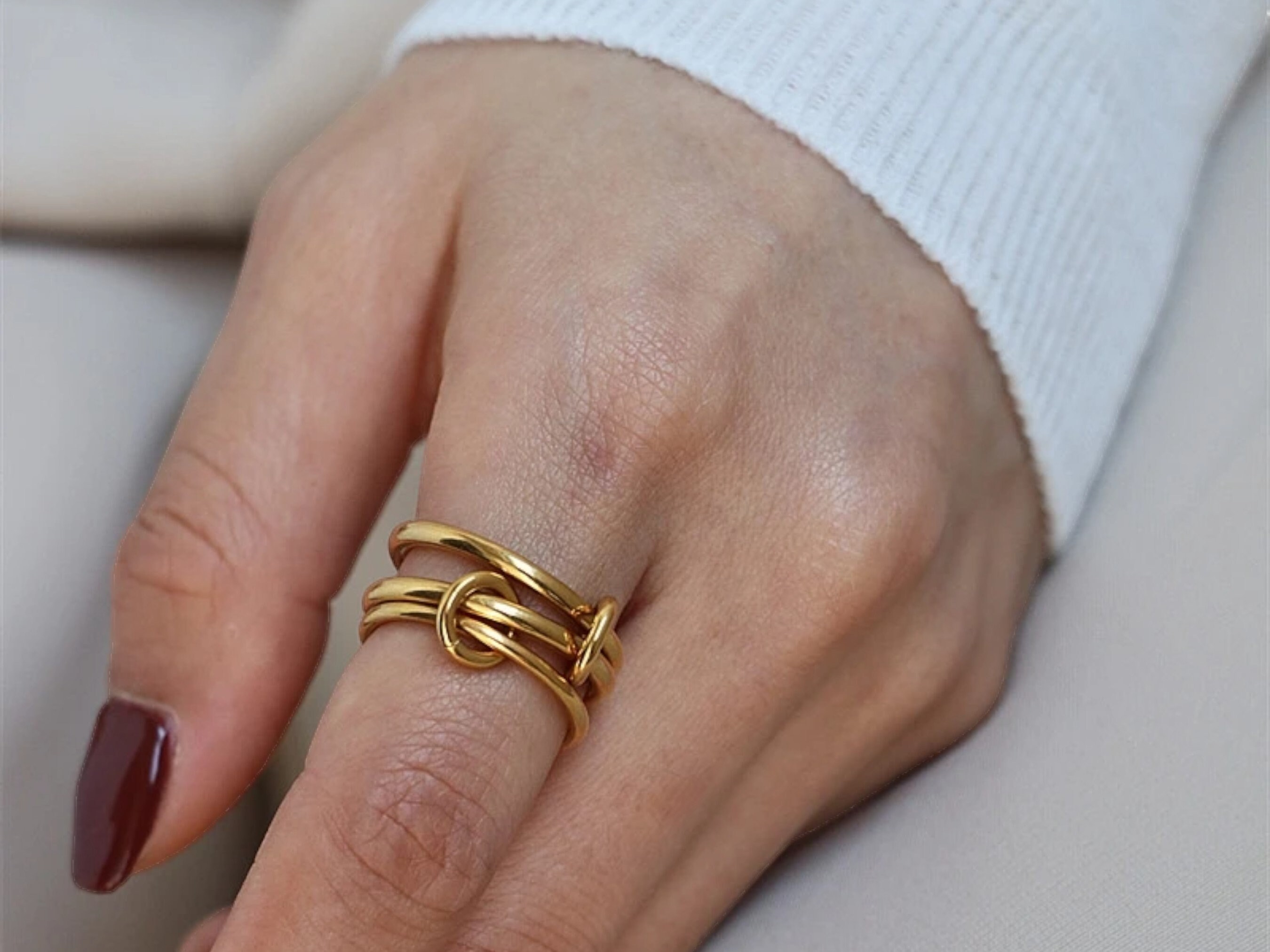 Multiple Layers Strand Loop Index Finger Rings for Women Chic Statement ...