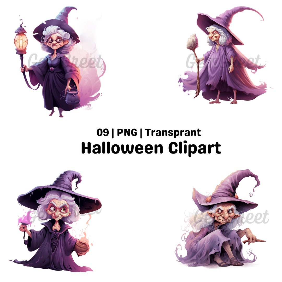 Witch Clipart Creepy Witches Halloween Themed High Res 300 - Etsy