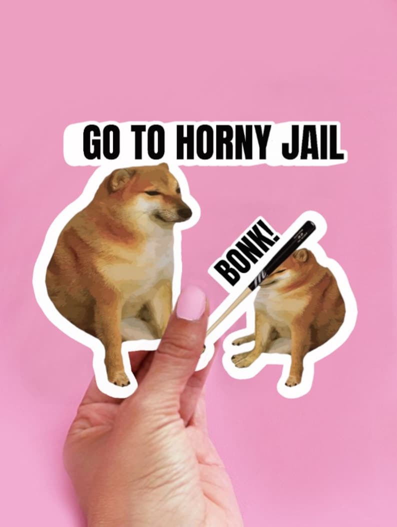 Cheems sticker Bonk Meme Sticker Cheems Go to horny jail - Etsy México