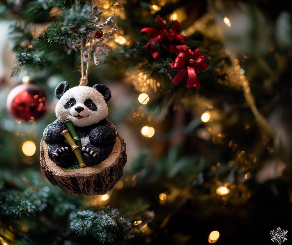 Panda Christmas Ornament, 2D Flat Sleeping Panda Decor, Ideal Holiday ...