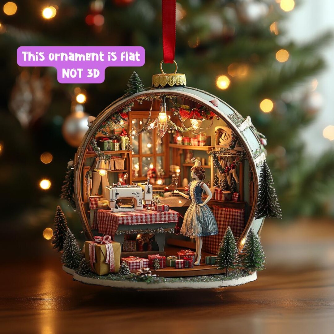 Custom Tailor Shop 2D Flat Acrylic Ornament, Sewing Room Christmas ...