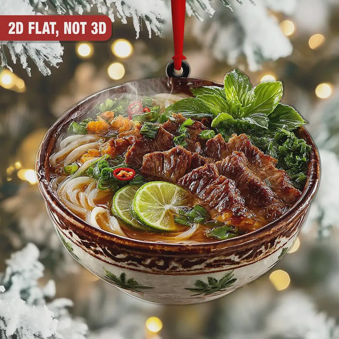 Pho Noodle Bowl Ornament, Flat Vietnamese Food Decoration, Asian ...