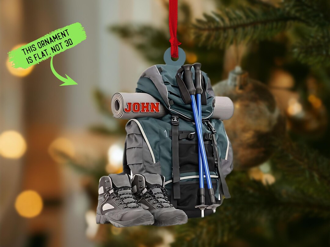 Personalized Hiking Backpack Ornament, Acrylic Flat Ornament, Gift for ...