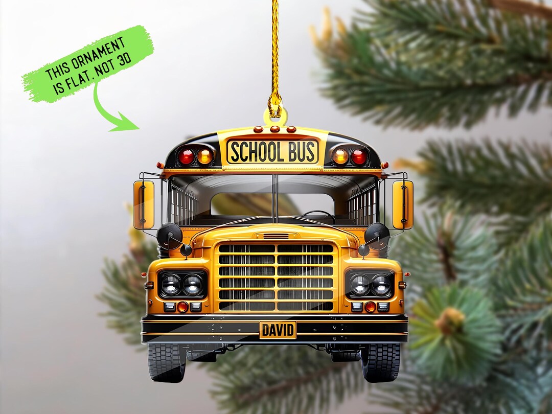 Personalized School Bus Christmas Ornament, Custom 2D Ornament for ...