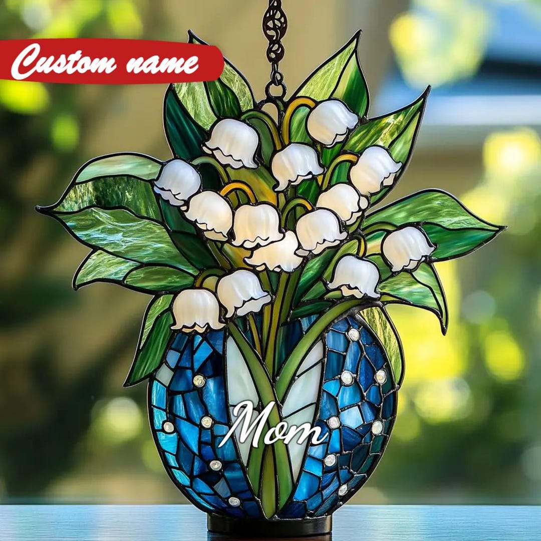 Lily of the Valley Window Decor May Birth Flower Faux Stained Glass ...