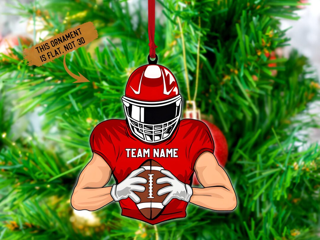 Personalized 2D American Football Ornament, Christmas Sports Fan Decor ...