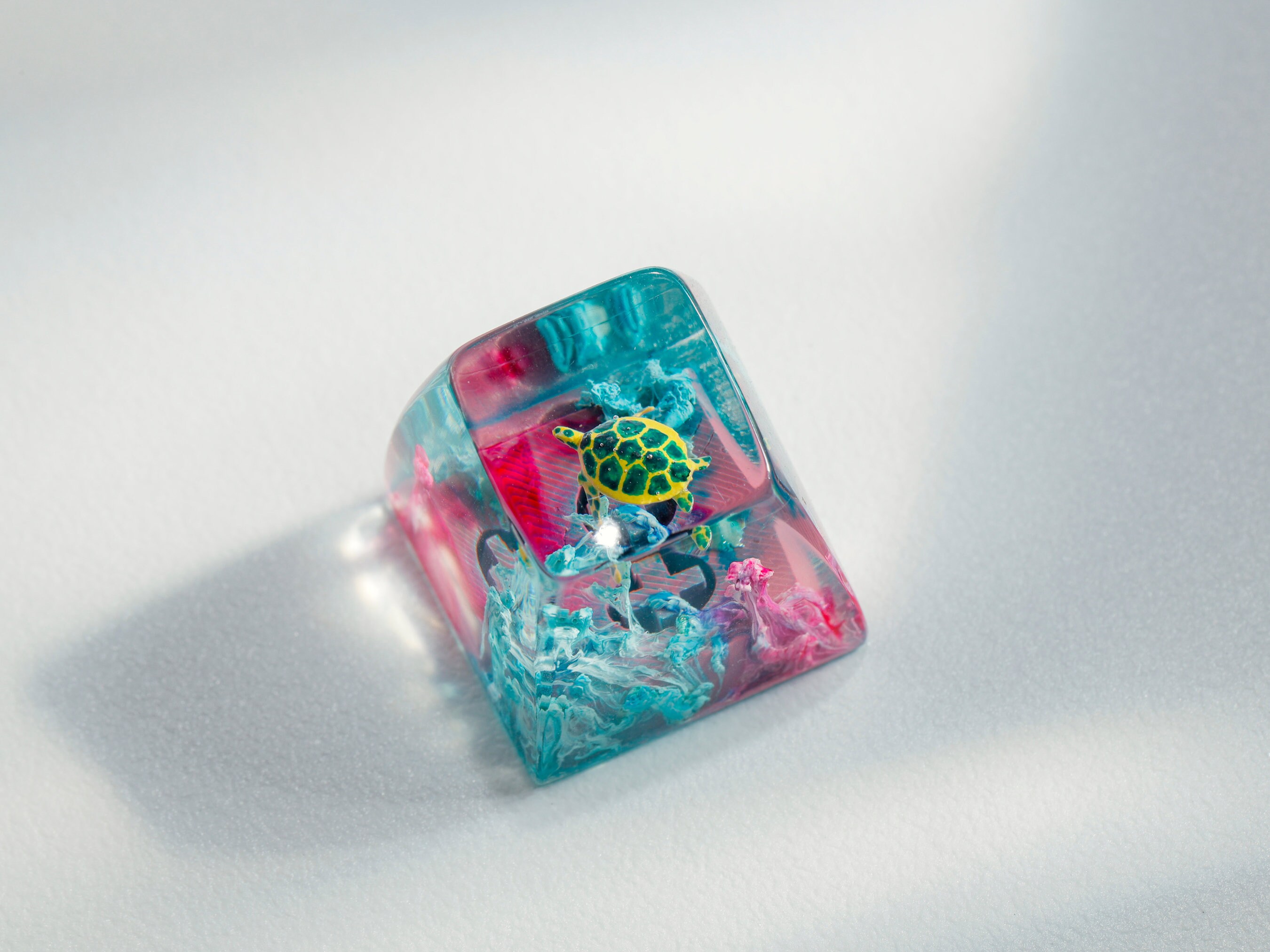 Artisan Keycap Sea Turtle Keycap Blue Pink Coral Resin Turtle - Etsy