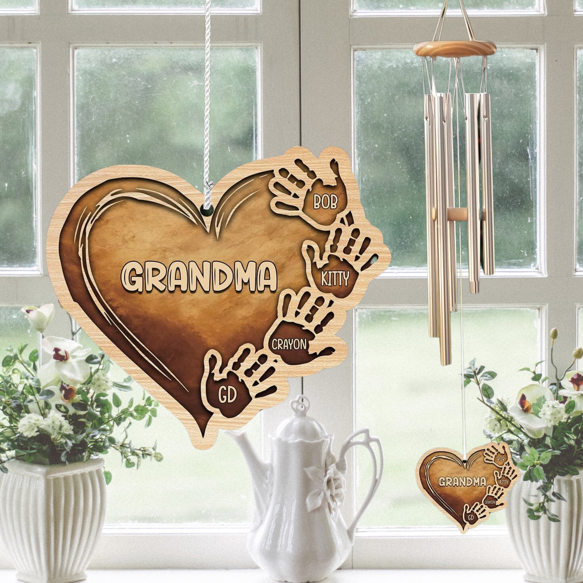 Grandma Nana Wind Chimes, Custom Family Birth Florals Wind Chime ...