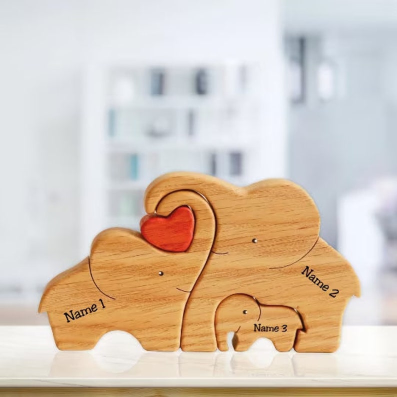 Custom Wooden Elephant Puzzle Elephant Family Puzzle Family - Etsy