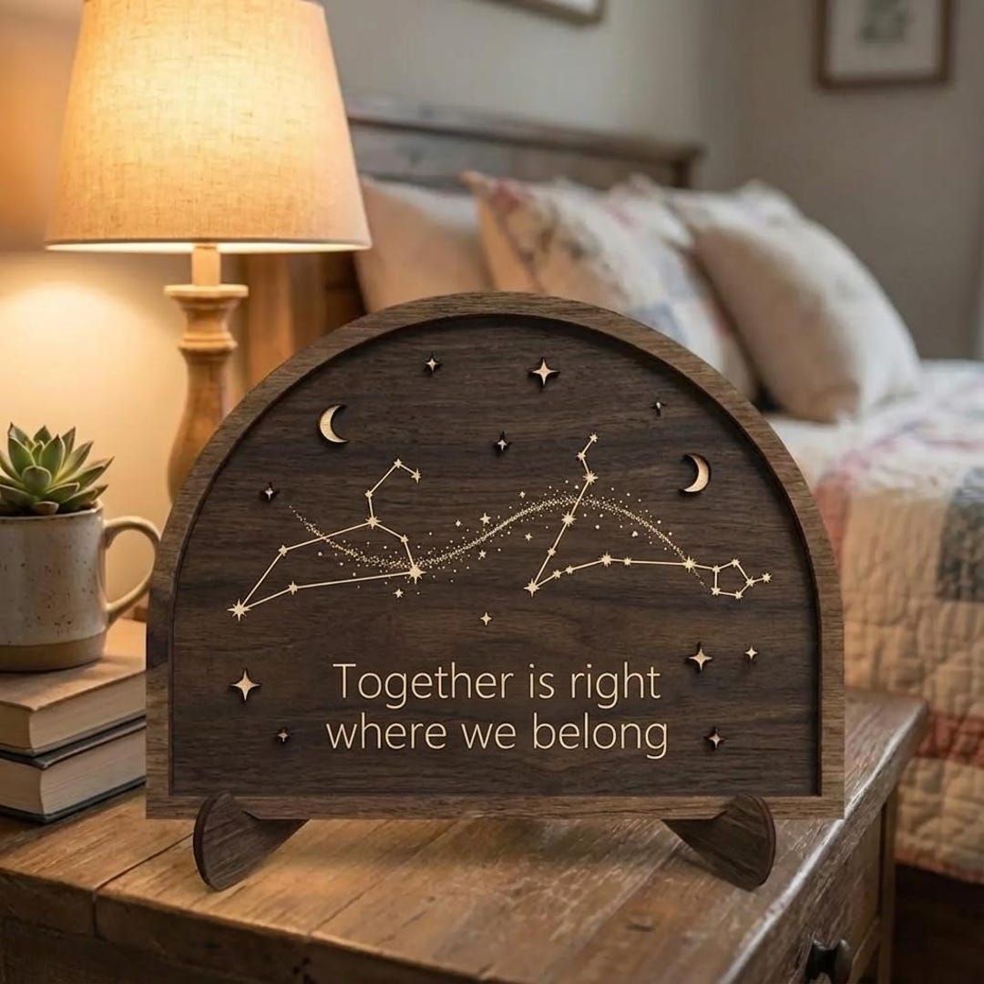 Custom Star Constellation Wooden Sign Together is Right Where We Belong ...