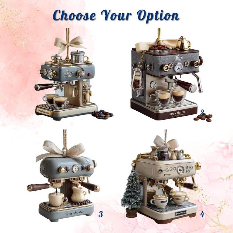 Mini Espresso Machine 2D FLAT ORNAMENT, Vintage Coffee Maker Diorama ...