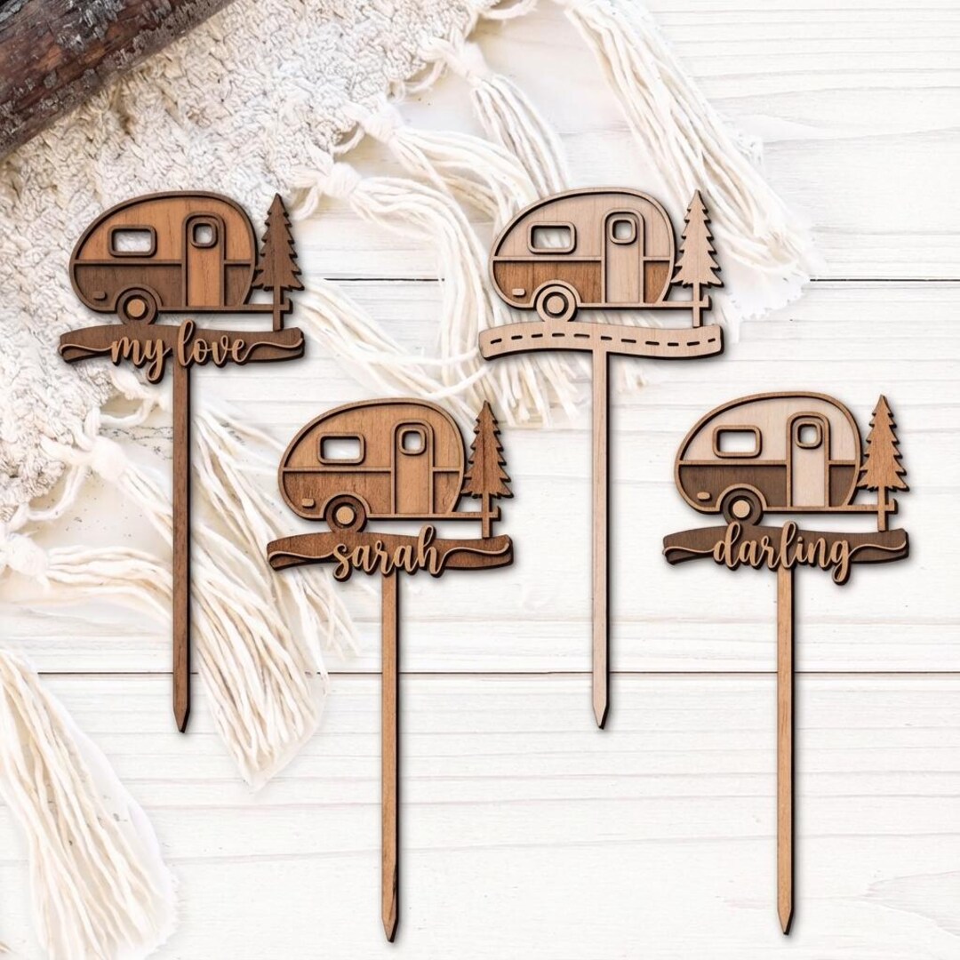 Personalized Wooden Camper Plant Stake Custom Name Garden Marker ...